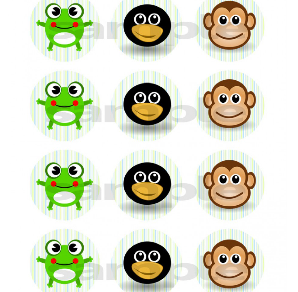 Frog, Penguin & Monkey Edible Cupcake Photos (12)